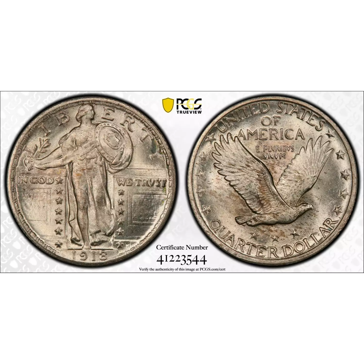 1918 Quarter Dollars Standing Liberty Quarter PCGS MS-66 CAC - Bar ...